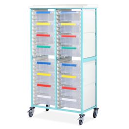 Caretray Rack - Mild Steel, Mobile, Double Column