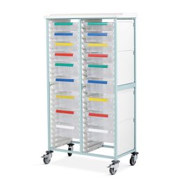 Caretray Rack - Mild Steel, Mobile, Double Column